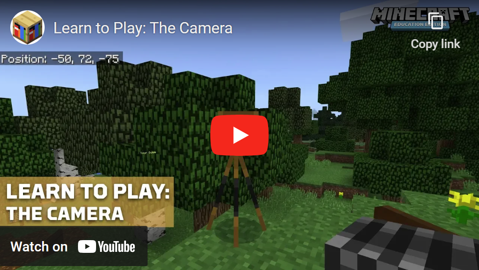 Assessment Tools (Cameras, Portfolio, Book & Quill) – Minecraft Education