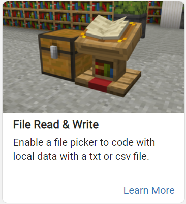 File Read/Write with MakeCode – Minecraft Education