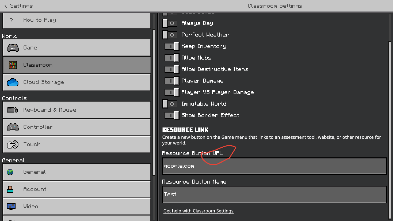 Resource Link Misspelling – Minecraft Education
